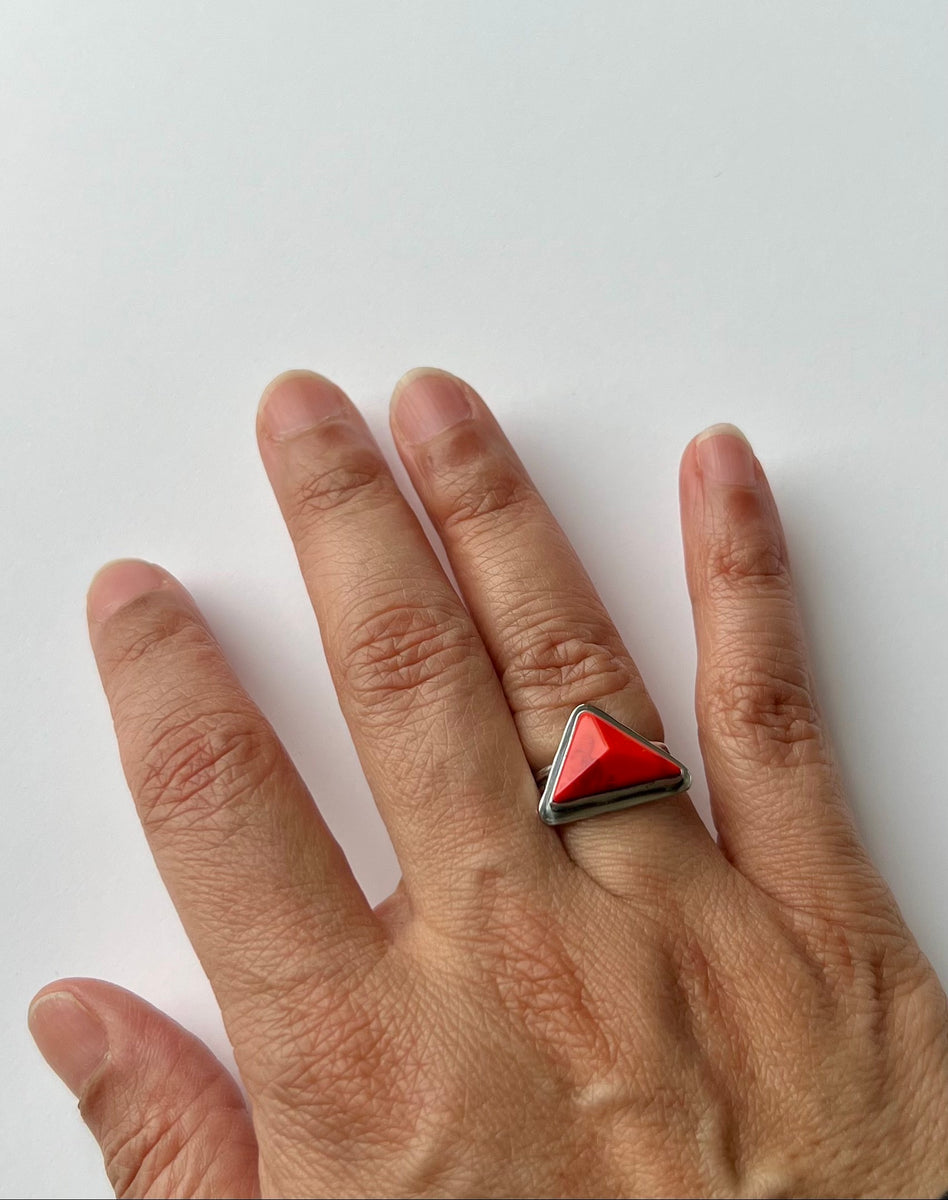 Red Rosarita Triangle Ring – Sonia Denise Roberts